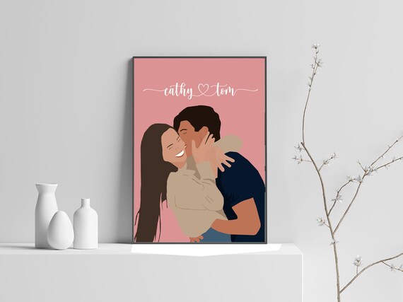 Personalised Couple Digital Portrait Illustration / | Etsy