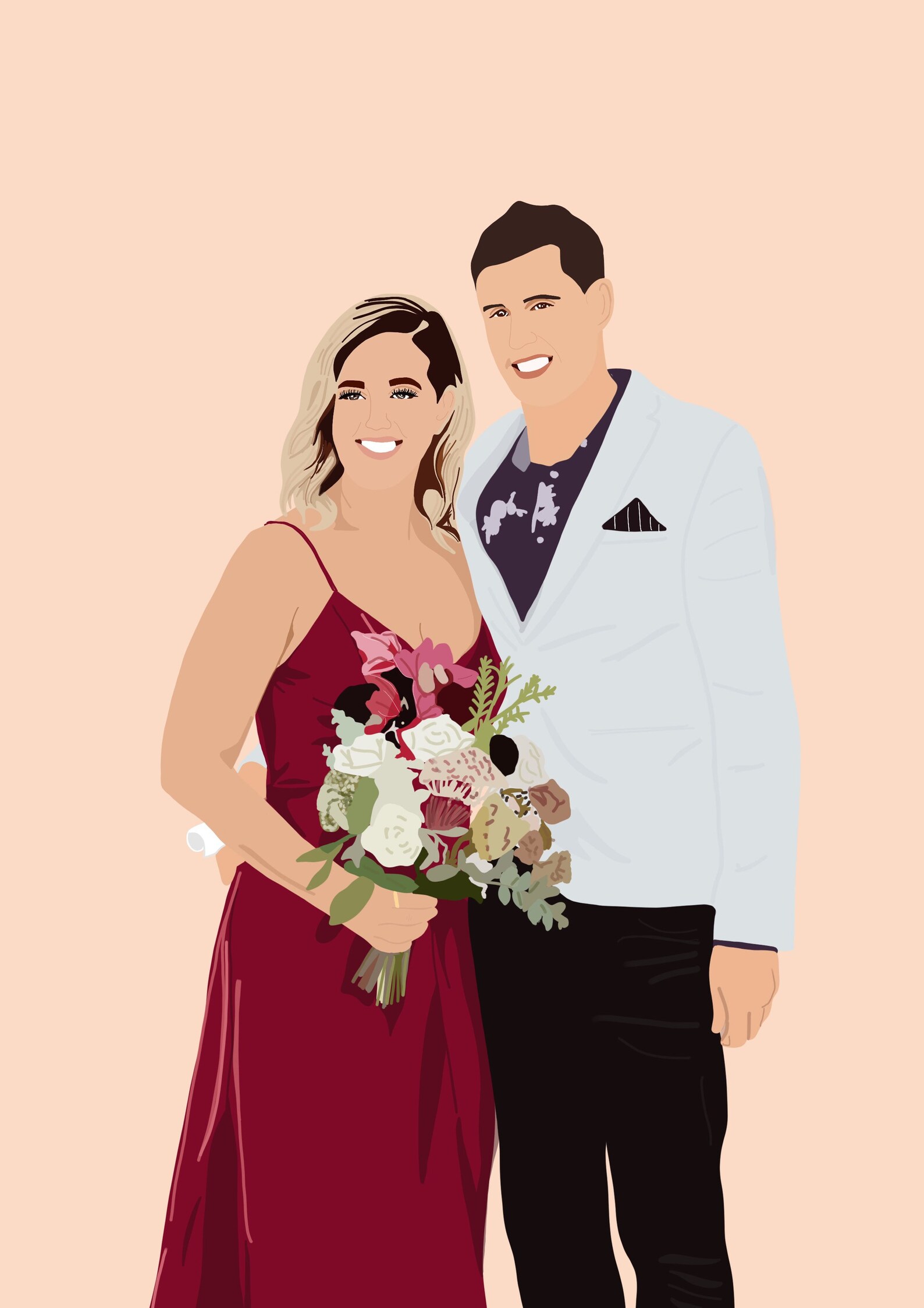 Personalised Couple Digital Portrait Illustration / - Etsy