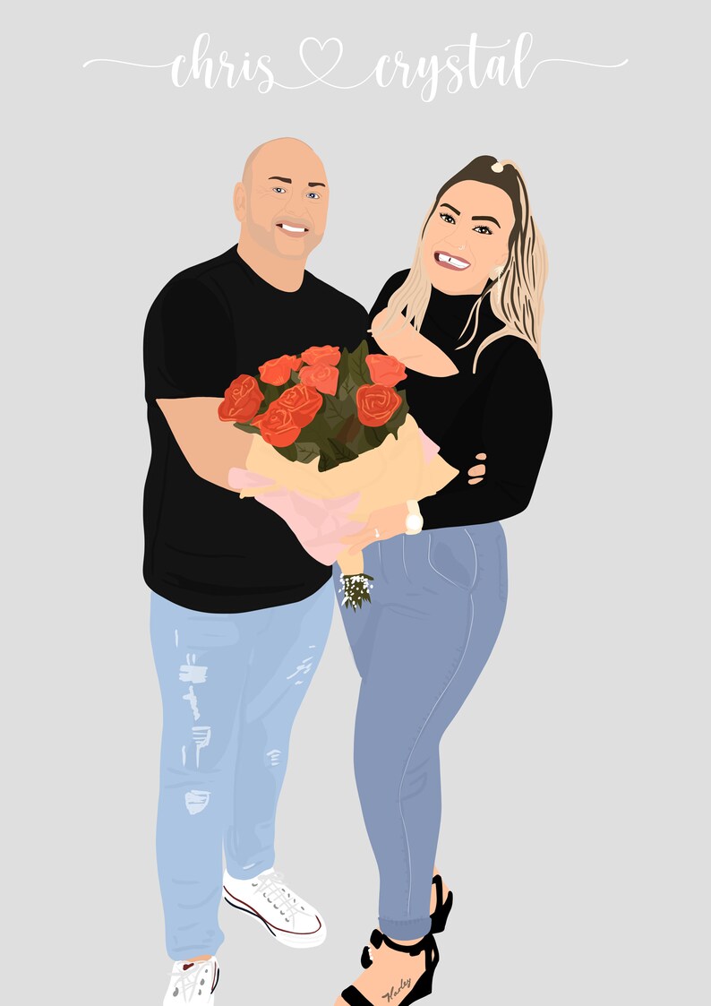 Personalised Couple Digital Portrait Illustration / - Etsy