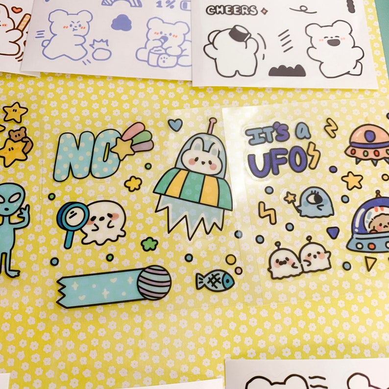 Kawaii Sticker Sheet Set Sticker Sheet Grab Bag Cute Bear - Etsy