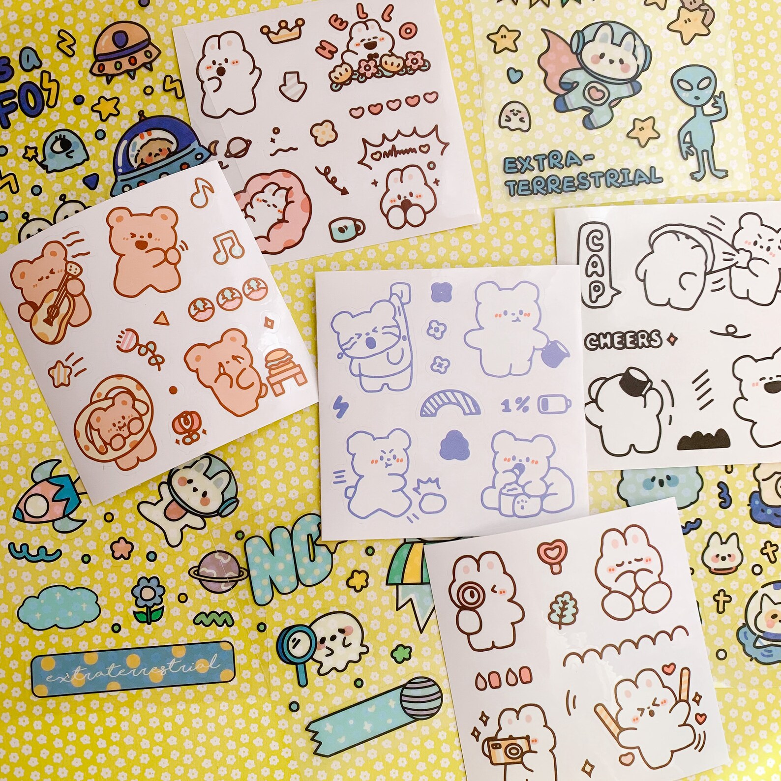 Kawaii Sticker Sheet Set Sticker Sheet Grab Bag Cute Bear - Etsy