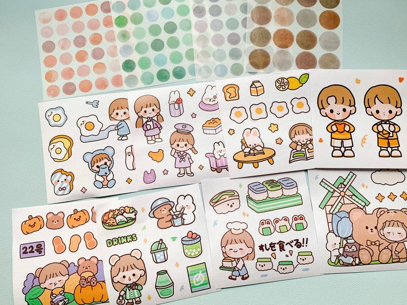 Kawaii Sticker Sheet Set Sticker Sheet Grab Bag Cute Bear - Etsy