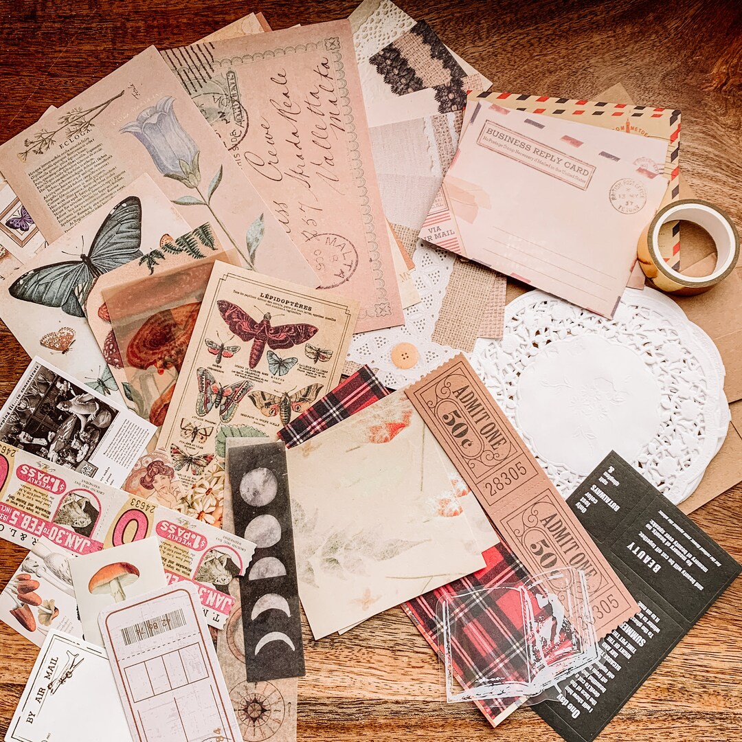 105 Piece Vintage Inspired Pen Pal Kit, Junk Journal Kit, Scrapbook ...