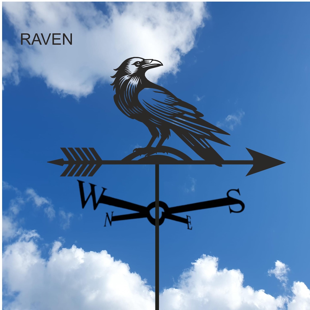 Raven Weathervane | Metal Wind Direction Roof Decor | Outdoor Garden ...