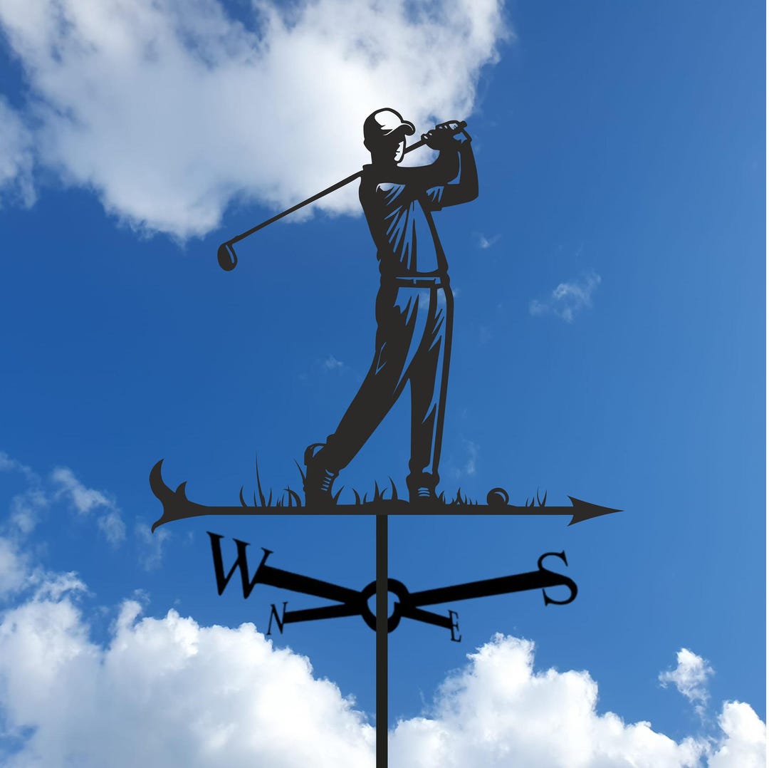 Golfer Weathervane | Metal Wind Direction Indicator | Garden or Roof ...