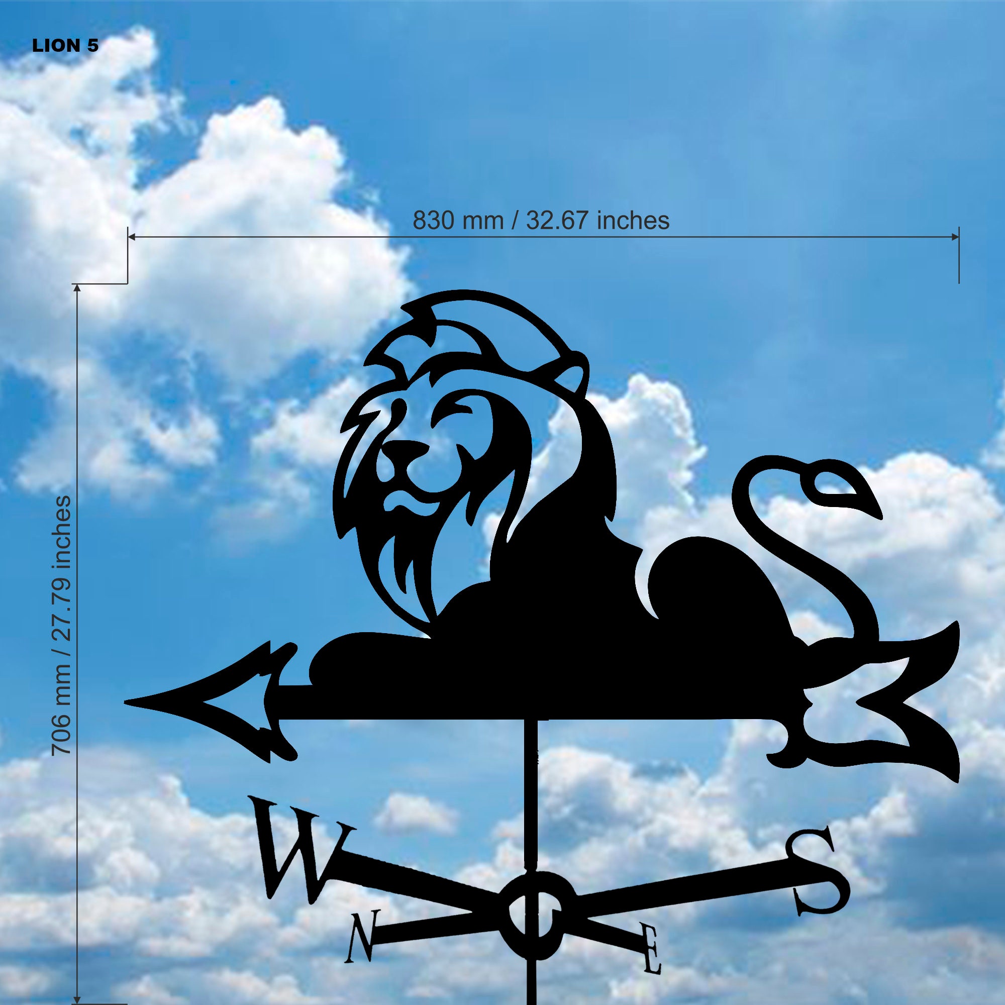 LION 5 Metal Plasmacut Weathervane Roof Decor Weathercock - Etsy