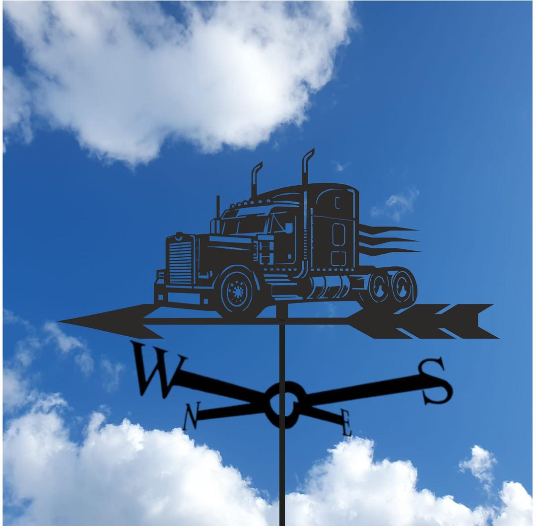 Truck Weathervane | Semi Truck Metal Wind Direction Indicator for Roof ...