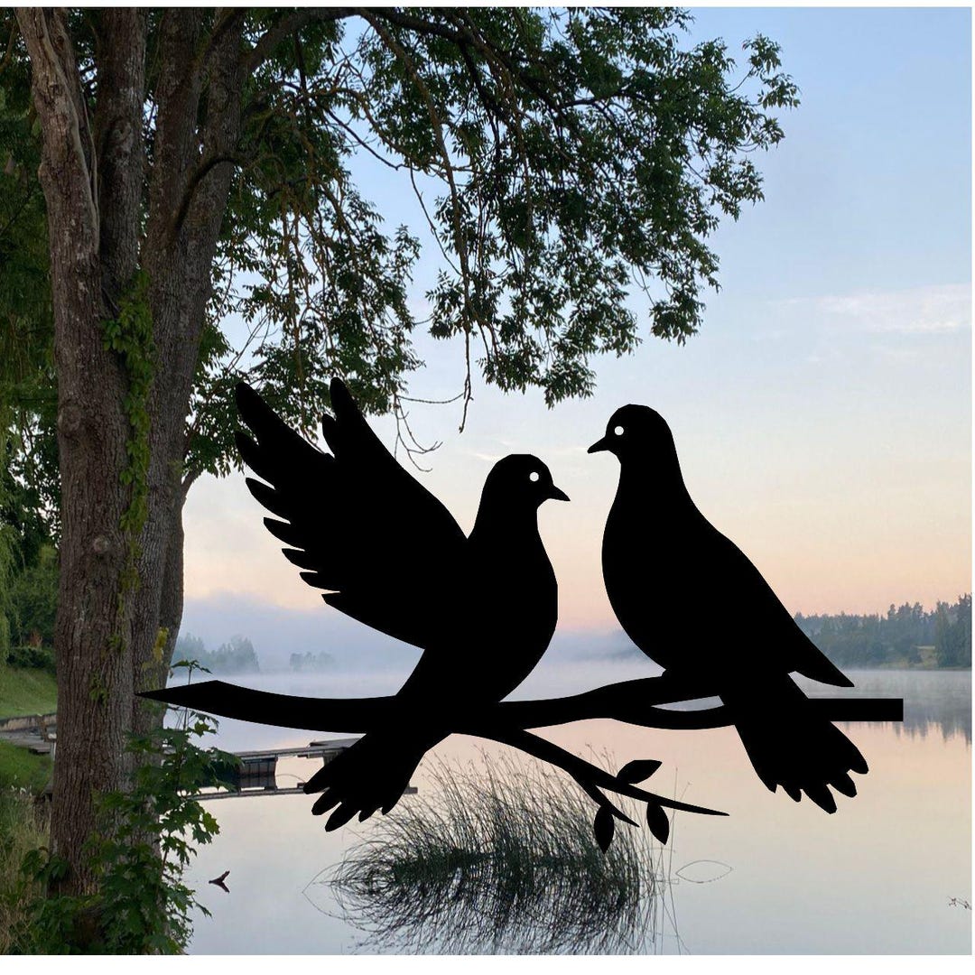 Metal Doves Wall Art | Outdoor & Garden Decor | Love Birds on a Branch ...