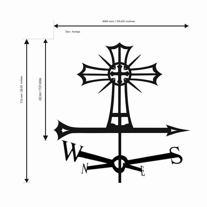 Christian Cross Weather Vane I Garden and Roof Decor I Handcrafted - Etsy
