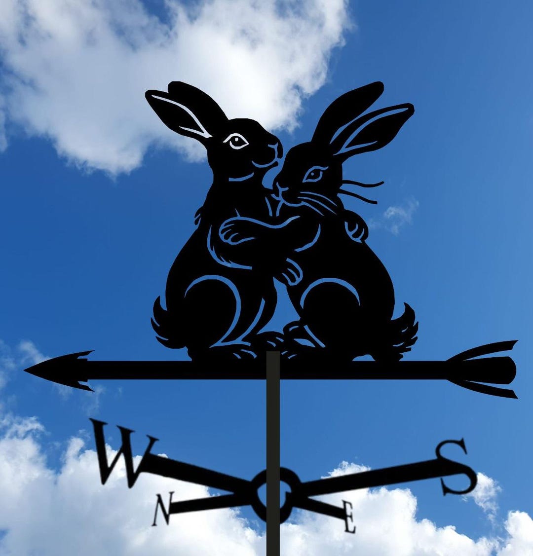 Rabbit Weathervane | Cute Bunny Couple Metal Wind Direction Indicator ...