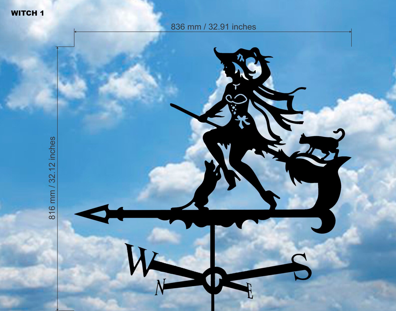 WITCH 1 Metal Plasmacut Weathervane Roof Decor Weathercock - Etsy