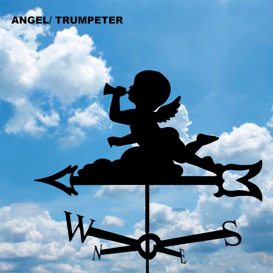 ANGEL/TRUMPETER Metal Plasmacut Weathervane Roof Decor Weathercock - Etsy