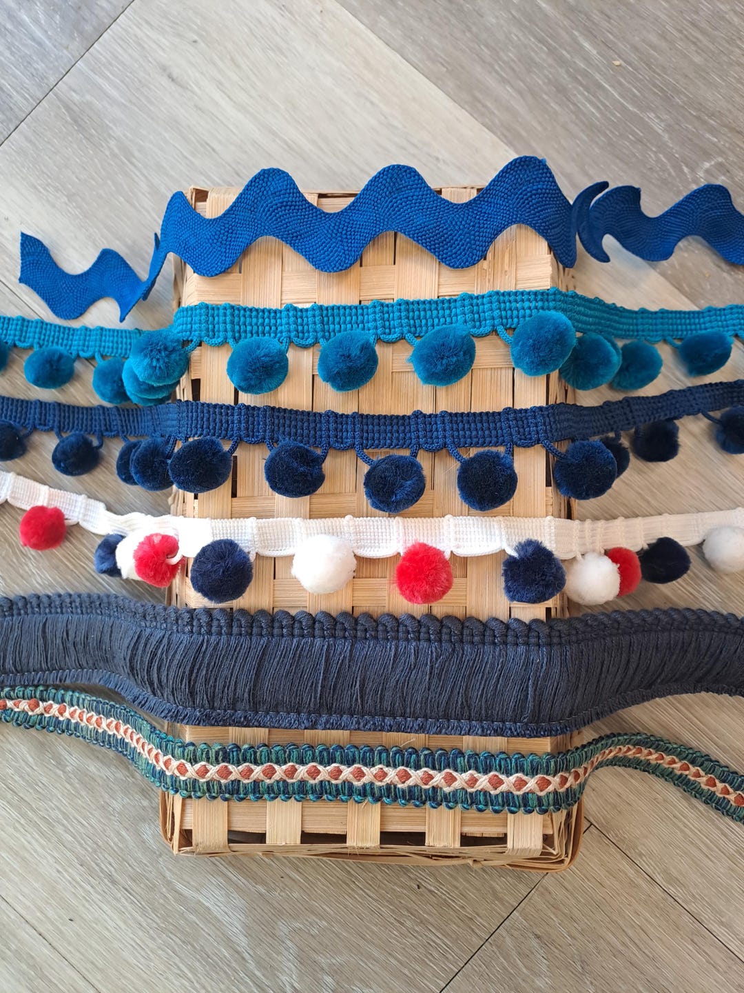 Blue Braided Trim: Pom Pom, Rick Rack & Fringing Edging - Etsy