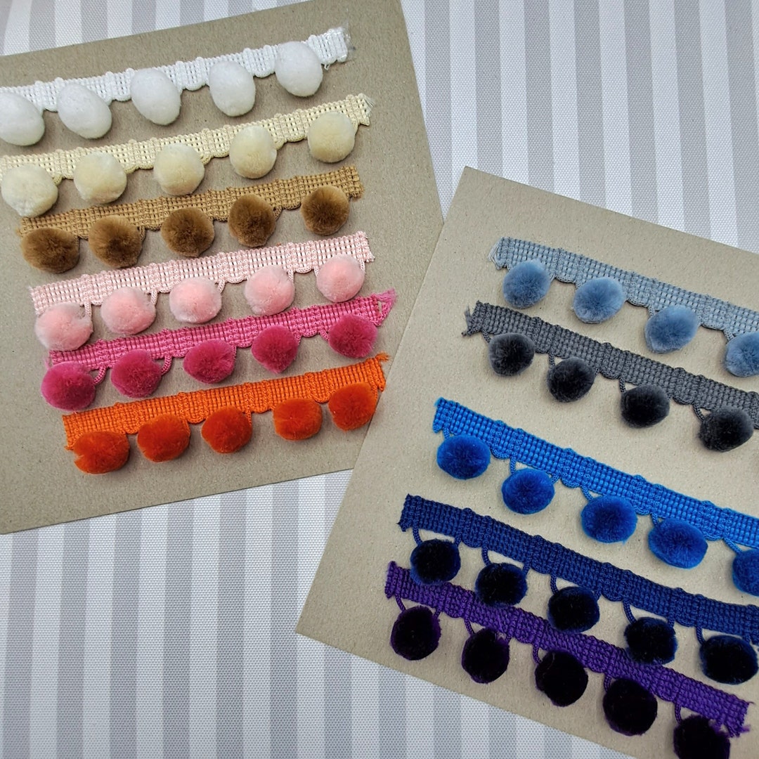 Pom Pom Trim Sample Cards, 28mm Trim, Perfect Trimming for Cushions ...