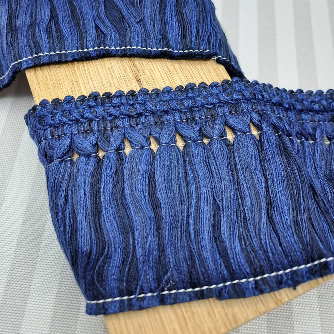 Navy Brushed Fringing, 70mm Fringe, Perfect Trimming for Cushions ...