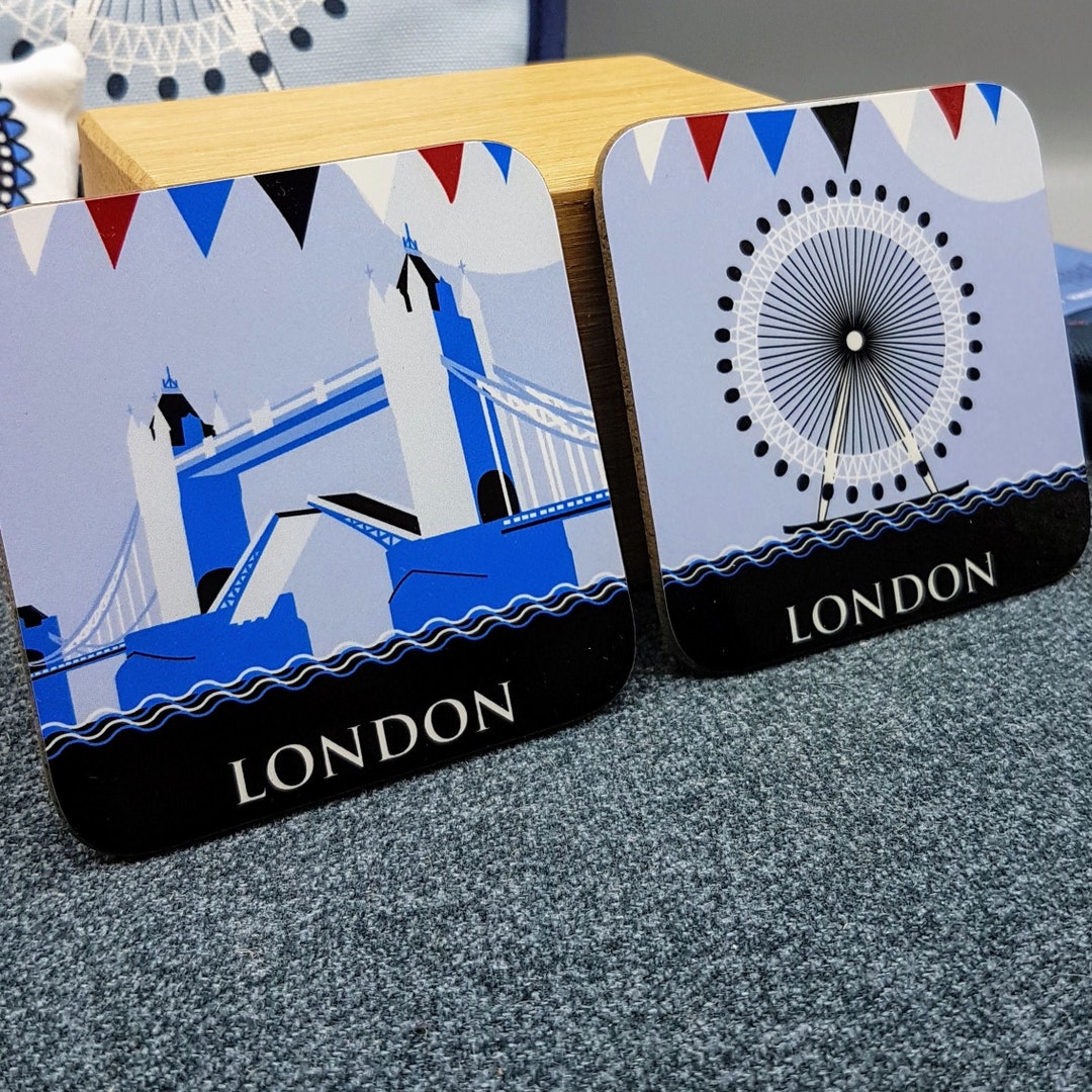 London Coasters Set: London Eye & Bridge Drinkware, UK Souvenir - Etsy UK