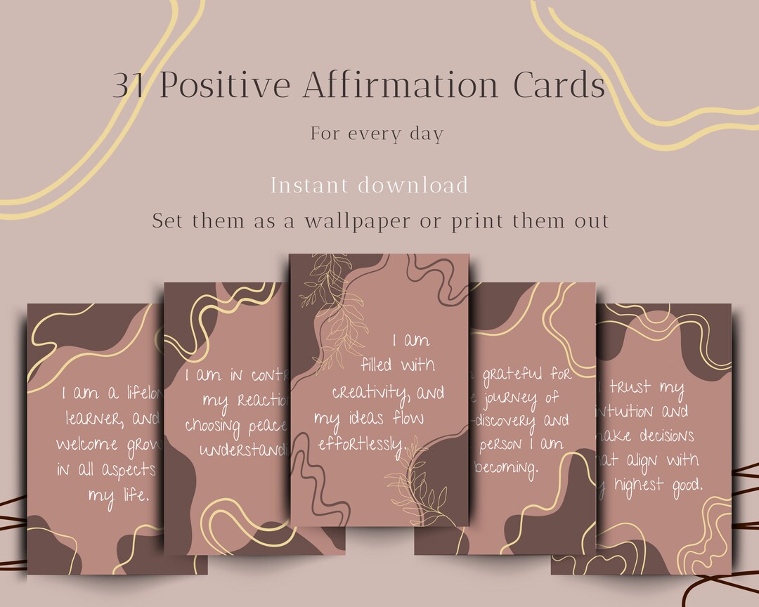Set of 31 Positive Affirmation Cards, Self Care Cards for Every Day ...