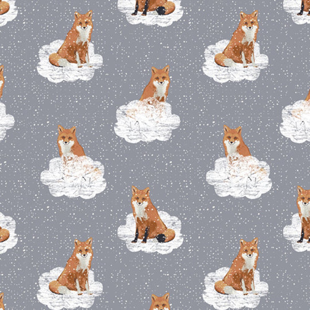 Fox Fabric, Art Gallery Fabrics - Earthen Foxes, Foxnest Haze - Etsy