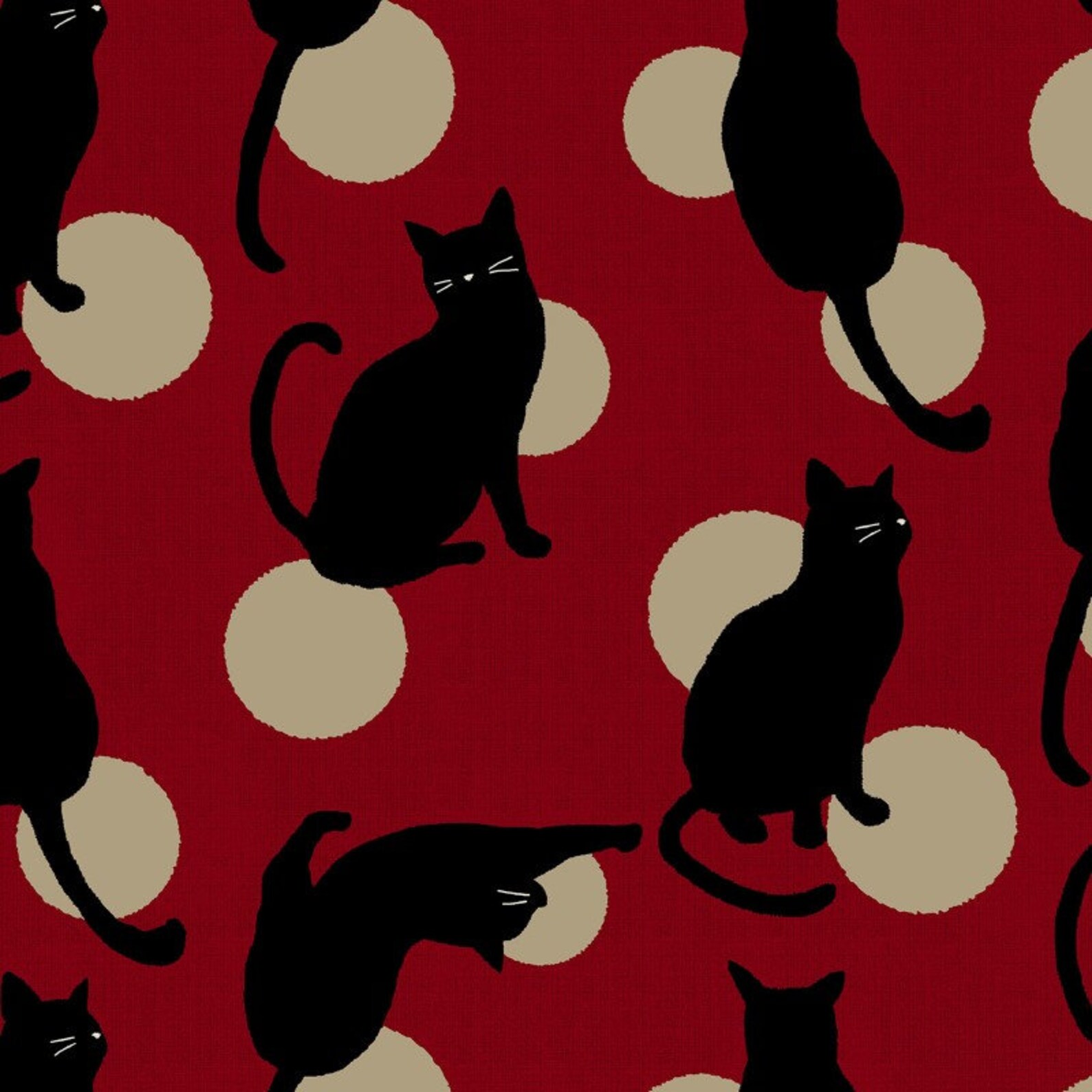 Cat Fabric Cosmo Cat Fabric Japanese Cat Fabric Red Black | Etsy