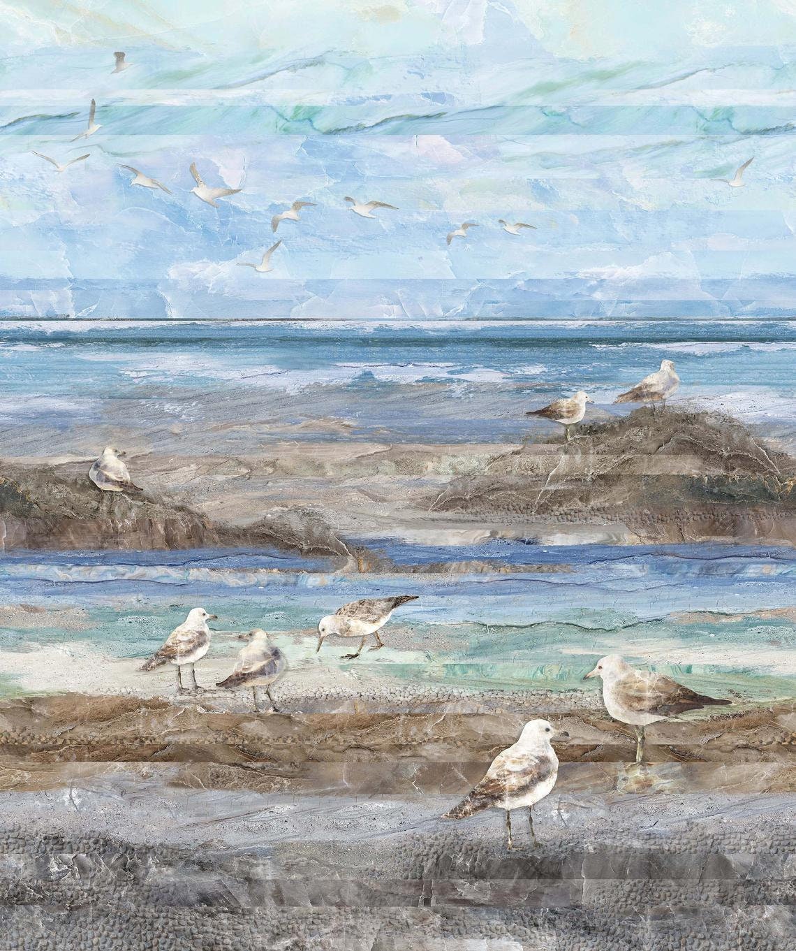Northcott Swept Away Beach and Seagull Scenic Fabric - Etsy