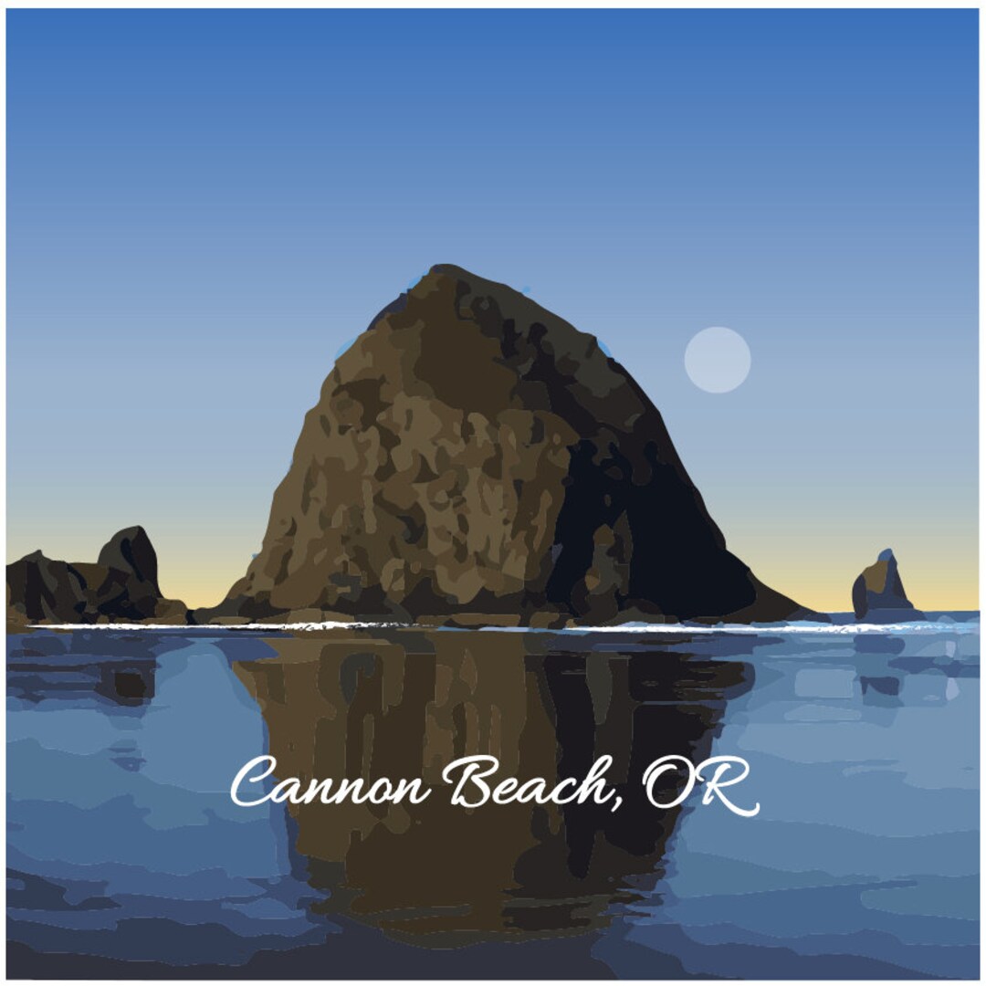 5.5 Inches Cannon Beach Haystack Rock Printed on Fabric - Etsy