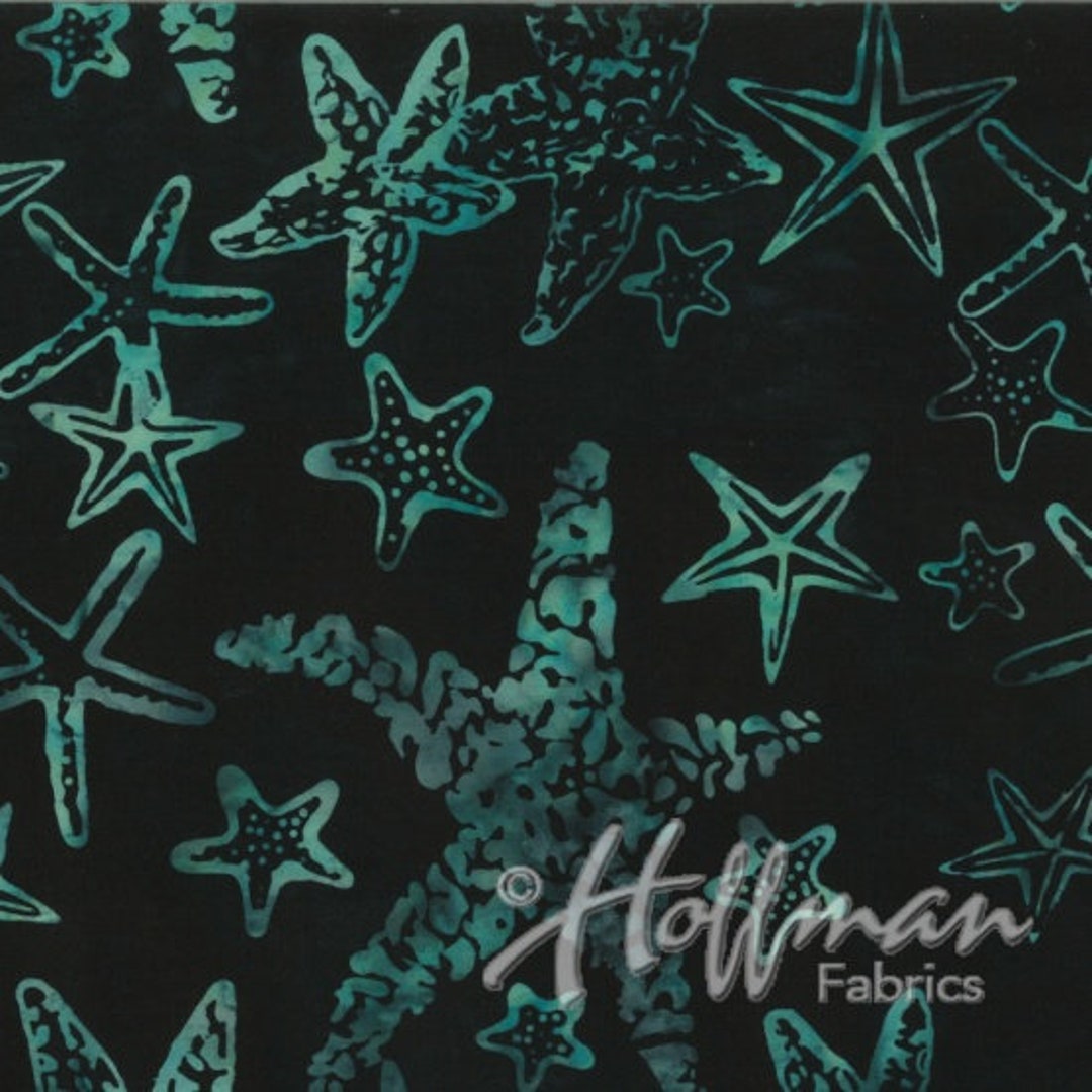 Hoffman Starfish Batik, Starfish on Fabric, Black Jade - Etsy