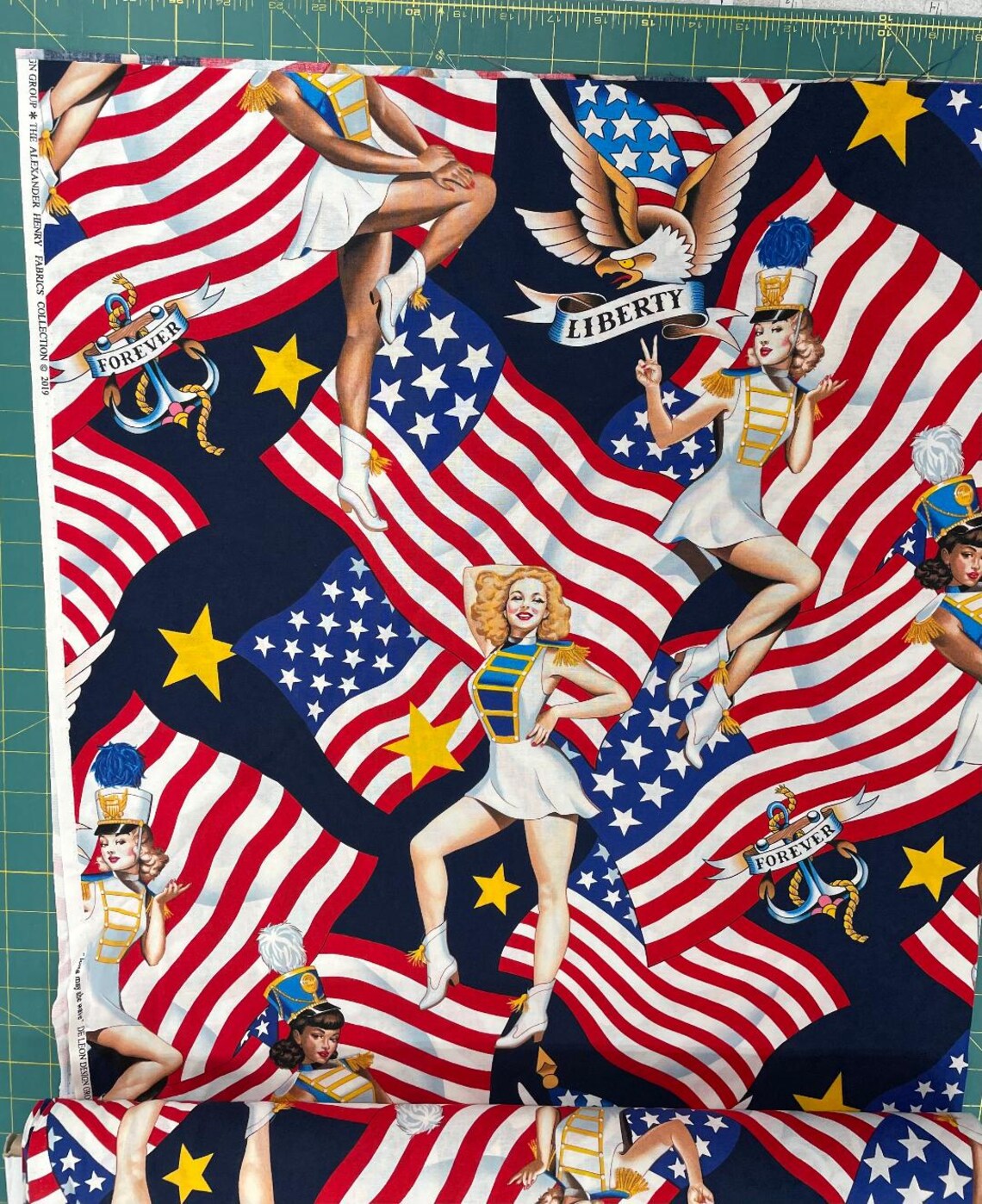Alexander Henry Long May She Wave, Pinup Girls With American Flag ...