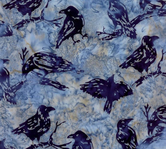 Raven Fabric Raven Batik Ravens on Fabric Hoffman Raven - Etsy
