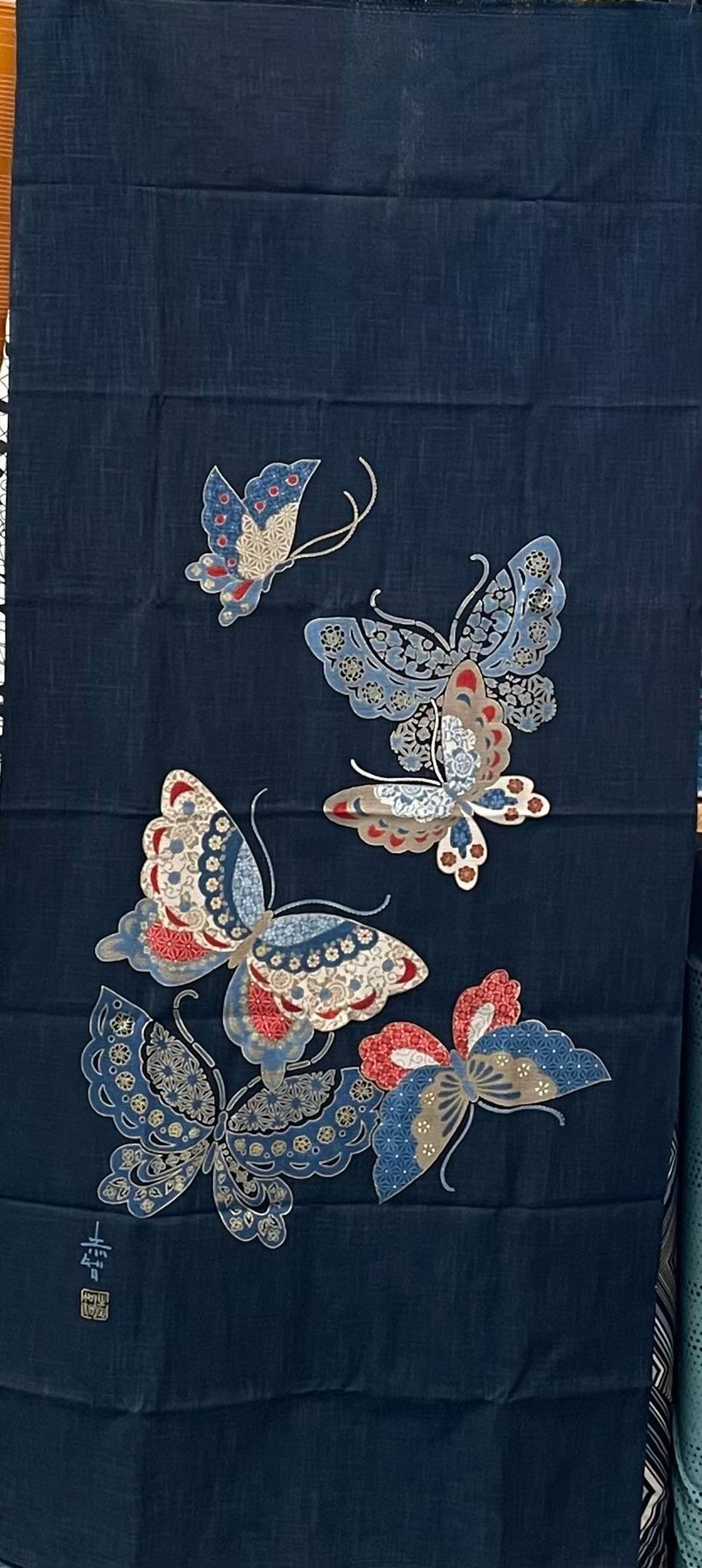 Noren Panel With Butterflies, Butterfly Panels, Japanese Noren Panel - Etsy