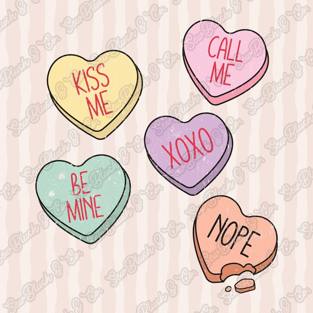 Conversation Hearts PNG: Valentine’s Day Design for Shirts and Gifts ...