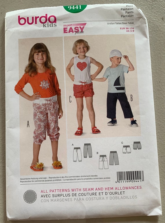 Burda Kids Pants Pattern Sizes 3-9 | Etsy