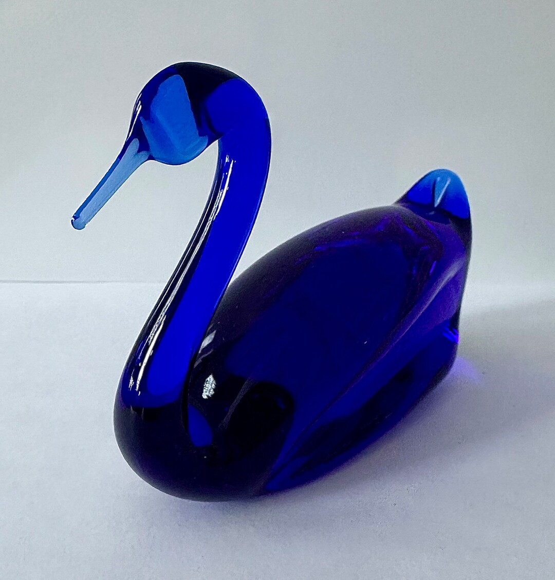 Vintage Cobalt Blue Glass Swan - Etsy