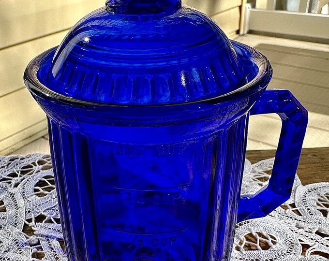 VTG Cobalt Blue Dry Glass Measuring Cup W/lid! - Etsy