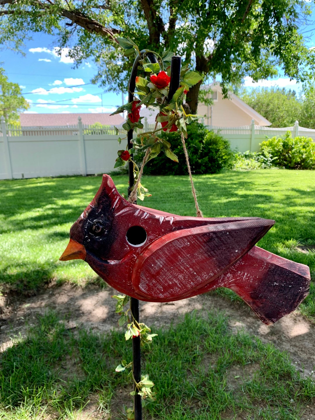 Cardinal Bird House Wood W/ Hanger! - Etsy