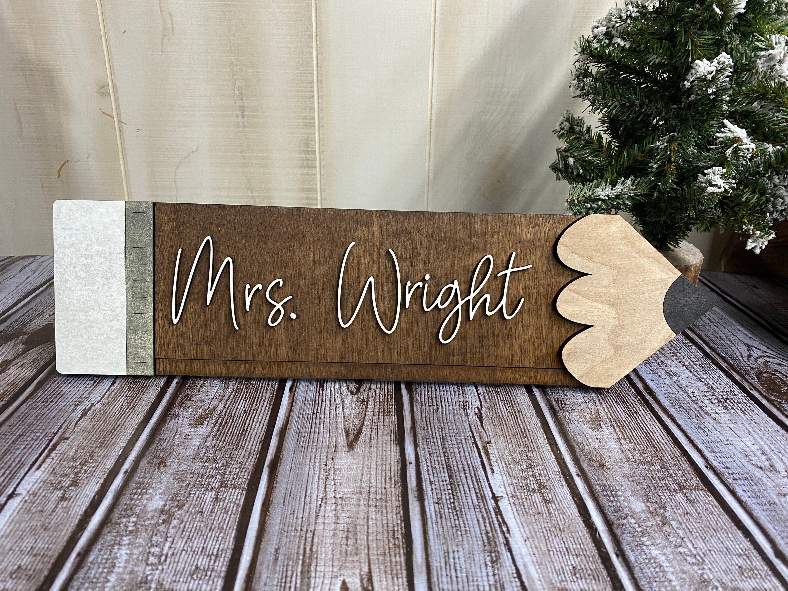 PENCIL SIGN Teacher gift teacher name custom gift thank | Etsy