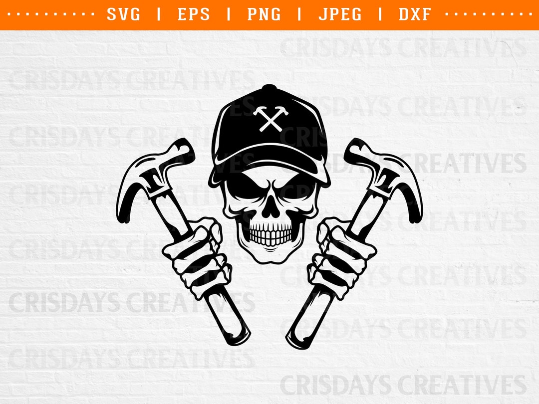 Skull Carpenter Svg| Carpenter Svg| Skull and Hammer Svg| Hammer Svg ...