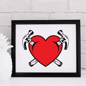 Heart With Cross Hammer Svg| Hammer SVG| Hammer Logo| Carpenter Vector ...
