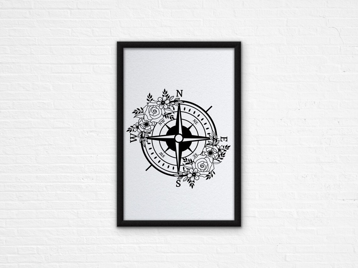 Floral Compass Svg Compass Svg Compass Rose Svg Nautical - Etsy Canada