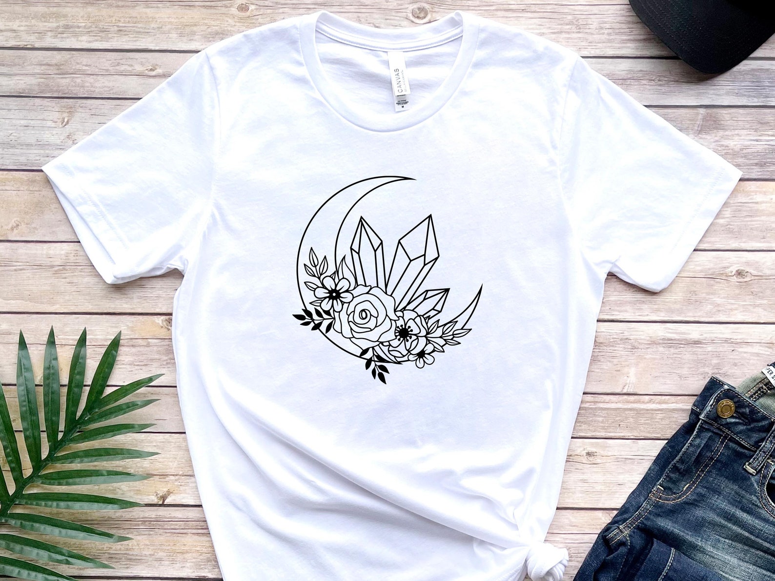 Moon Crystal Flower Svg| Floral Moon Svg| Floral Crystal Svg| Moon ...