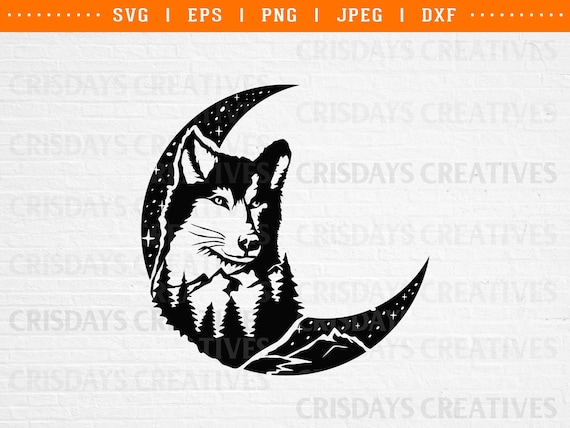 Celestial Moon Mountain Wolf Svg Wolf Clipart Boho Wolf Svg - Etsy