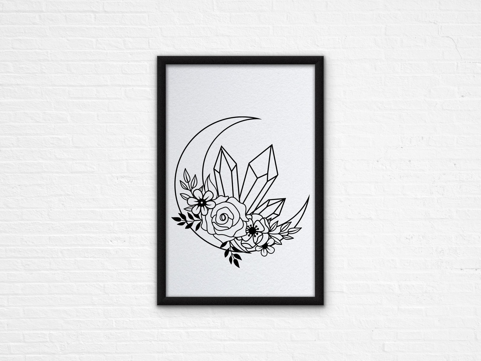 Moon Crystal Flower Svg| Floral Moon Svg| Floral Crystal Svg| Moon ...