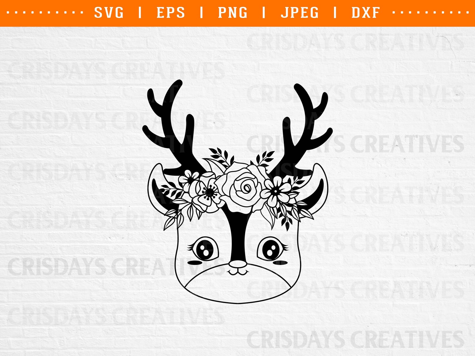 Floral Deer Svg Deer Face Svg Cute Deer Svg Deer With - Etsy