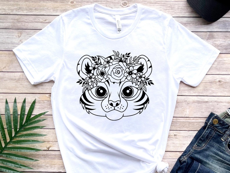 Floral Tiger Svg Tiger Face Svg Cute Tiger Svg Tiger With - Etsy