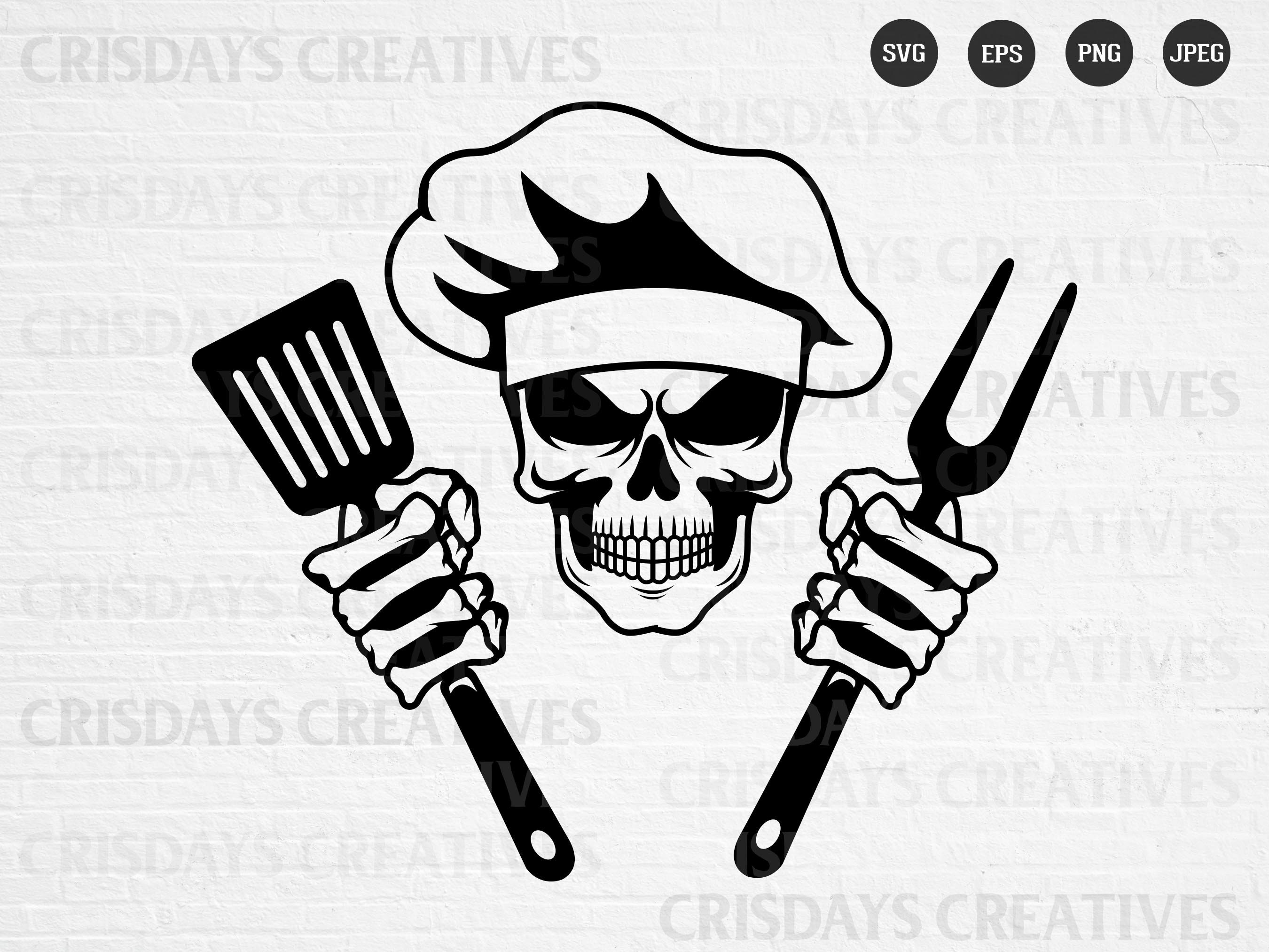 Skull Chef Svg Chef Svg Skull Svg Chef tools Svg Skull | Etsy