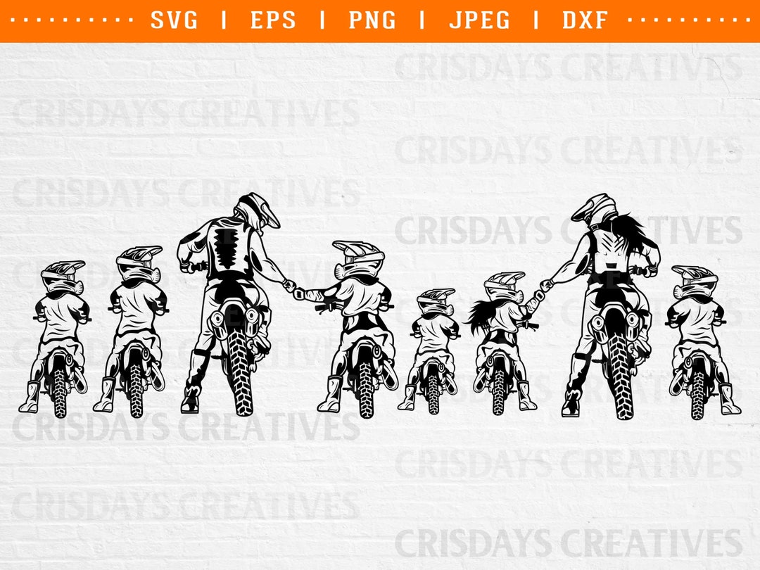 Mom Dad and Six Kids Motocross Svg, Motocross Svg, Dirt Bike Svg, Big ...