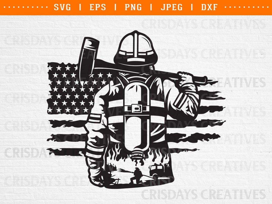 Fire Fighter Svg, Firefighter Svg, Fireman Svg, Fire Fighter Flag Svg ...