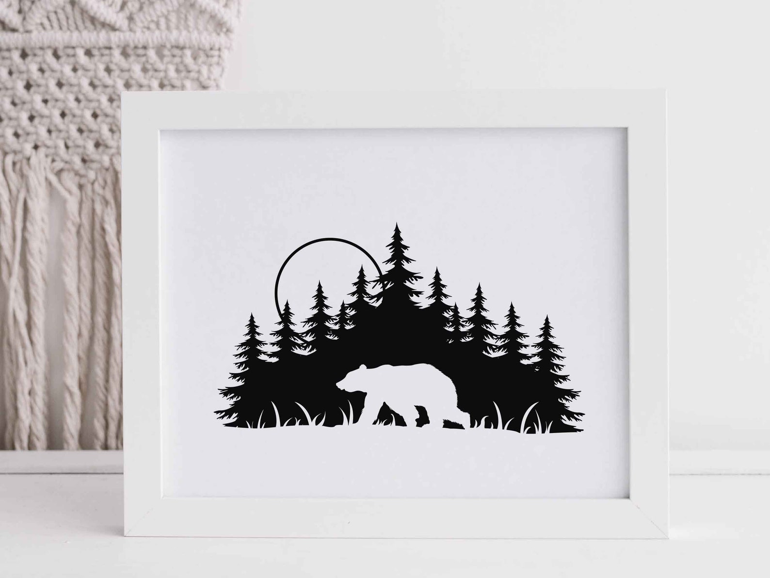 Bear Forest Svg Bear Forest Decal Svg Bear Moon Svg Bear - Etsy
