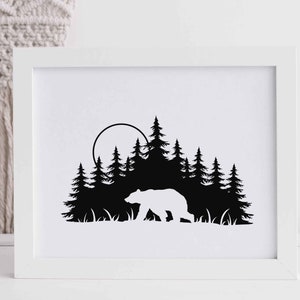 Bear Forest Svg, Bear Forest Decal Svg, Bear Moon Svg, Bear Trees Svg ...