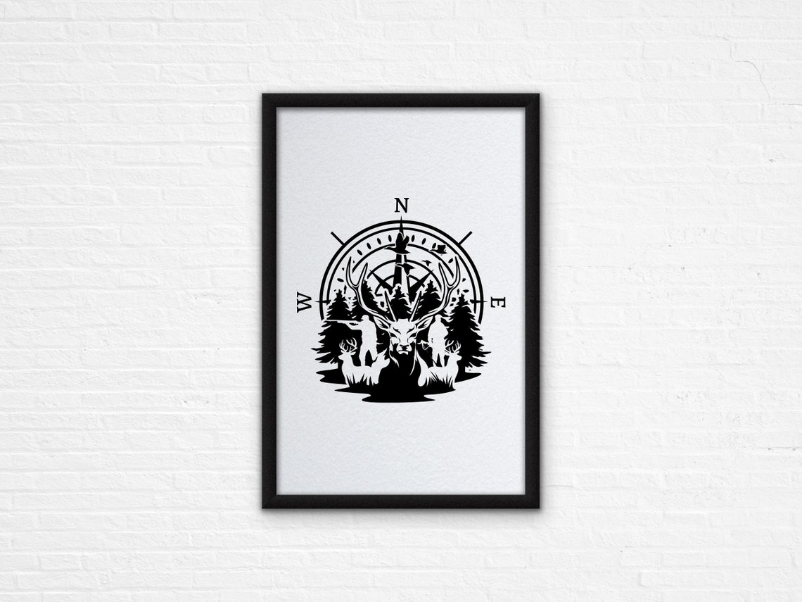 Hunting Deer Svg Deer Hunting Svg Hunting Compass Svg US - Etsy UK