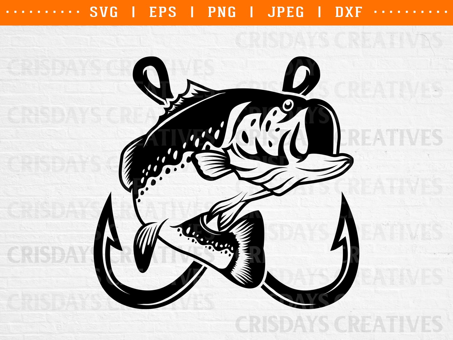 Cross Hook Bass Svg Bass Svg Fishing Svg Hook and Bass Svg - Etsy